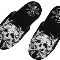Wiccan Family Slippers, Gothic Starry Night Warm Plush Slippers, Goth ...