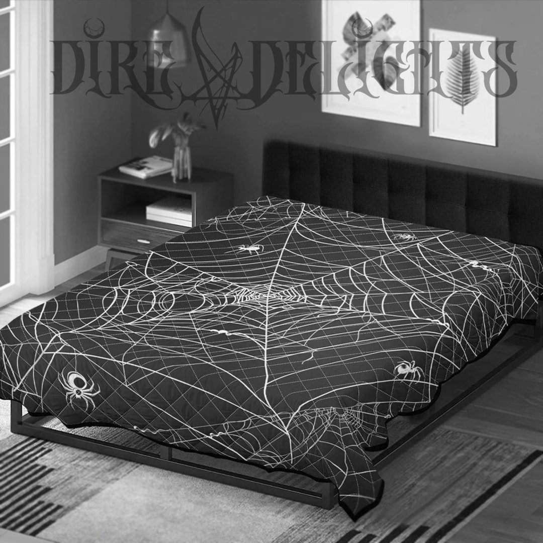 Goth Spiderweb Coverlet, Pink Goth Spider Web Bed Cover,kawaii Gothcore ...