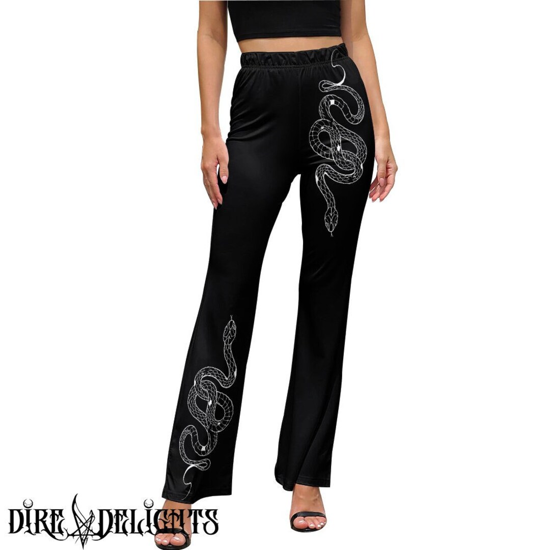 Goth Snakes Flare Pants,serpent Elastic High Waist Pants,gothic Flare ...