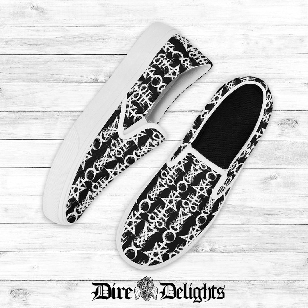 Goth Sneakers, Punk Rock Emo Shoes, Runes Sneakers, Deadly Gothic Shoes ...