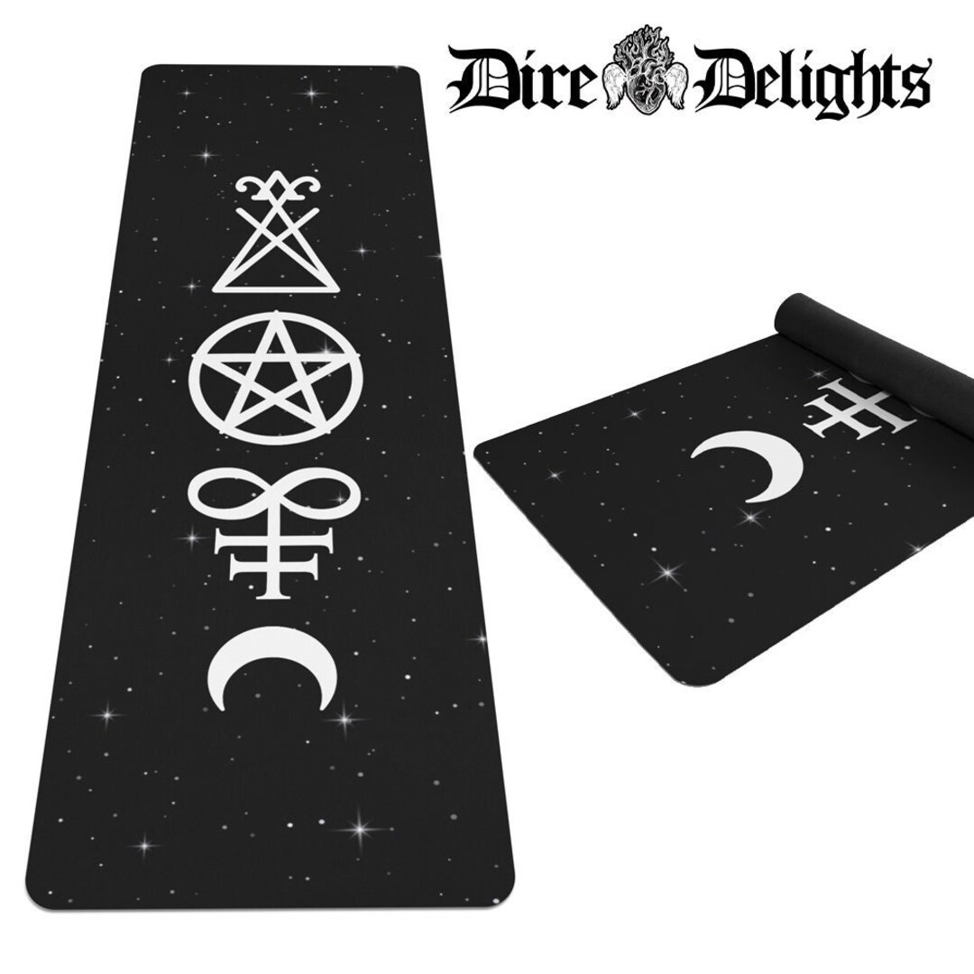 Runes Yoga Mat,satanic Symbols Fitness Rubber Mat,health Goth Yoga Mat ...