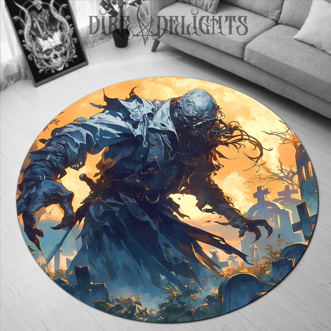 Undead Soldier Graveyard Rug | Zombie Warrior Cemetery Mat | Monster ...