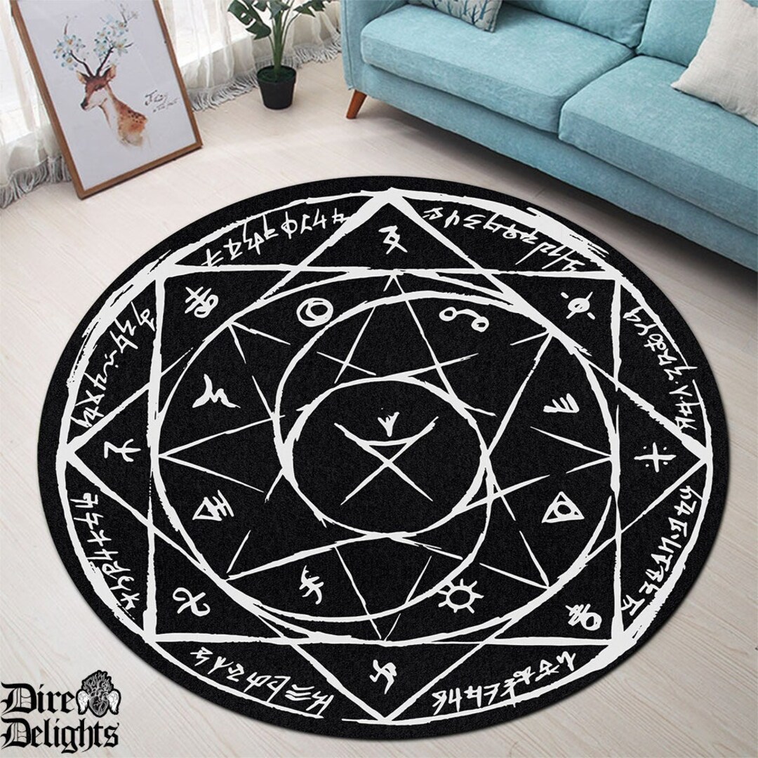 Satanic Sigil With Occult Runes Round Rug Runes From Hell - Etsy