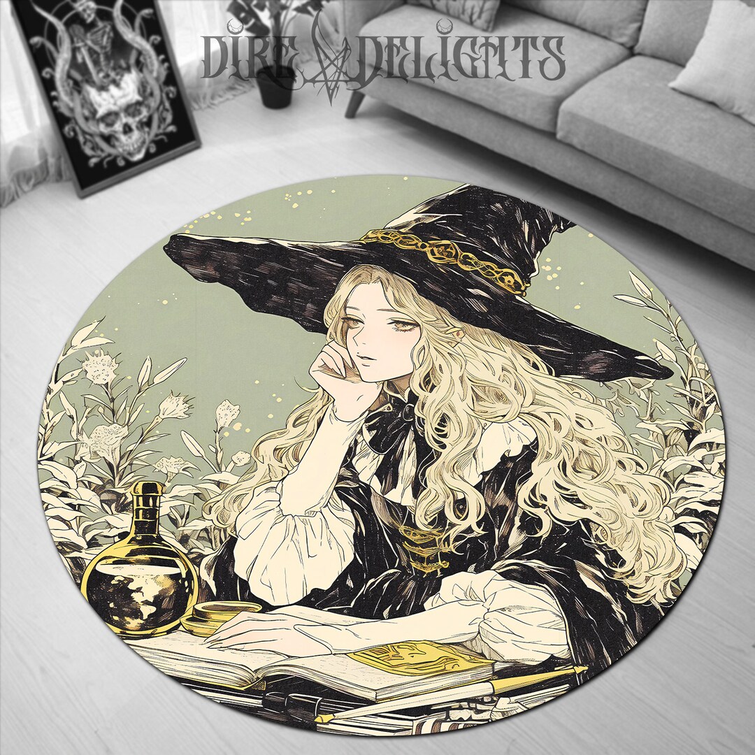 Enchanted Witch Round Rug | Magical Girl Floor Mat | Anime Sorceress ...