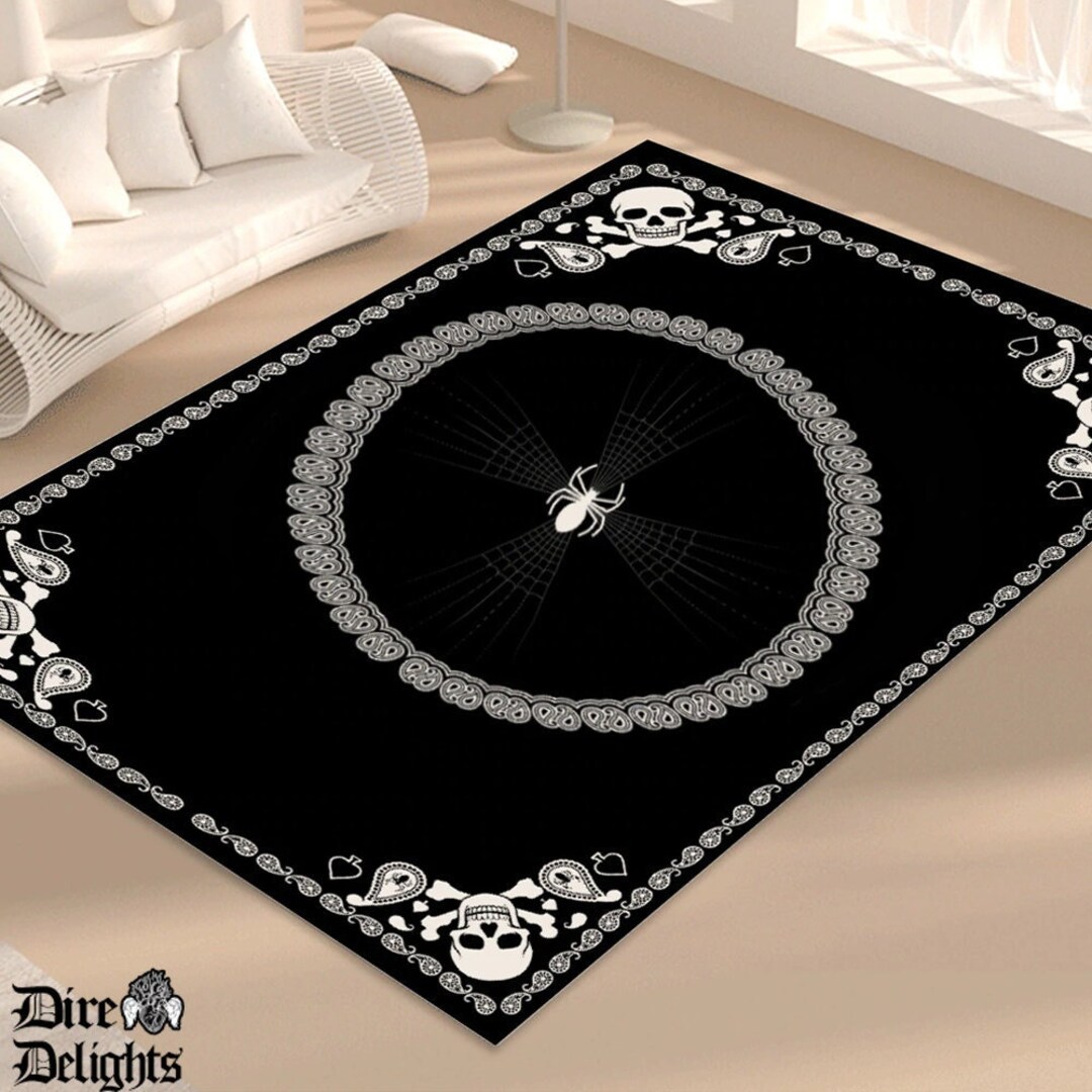Gothic Rug Spider and Skulls Dark Design Witch Room Decor - Etsy