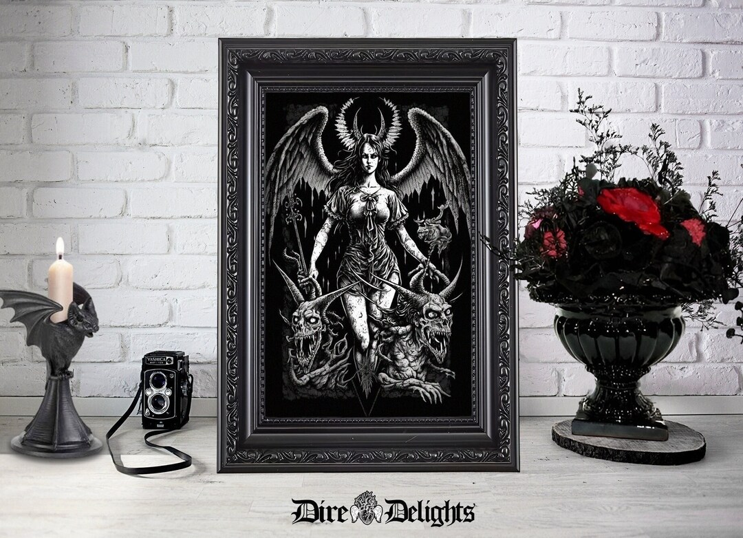 Sensual Demon Poster, Falling Angel Digital Art, Demonic Wall Art ...