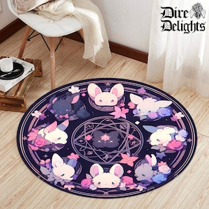 Kawaii Goth Bunnies Rug,kawaii Plushies Goth Round Rug, Harajuku ...