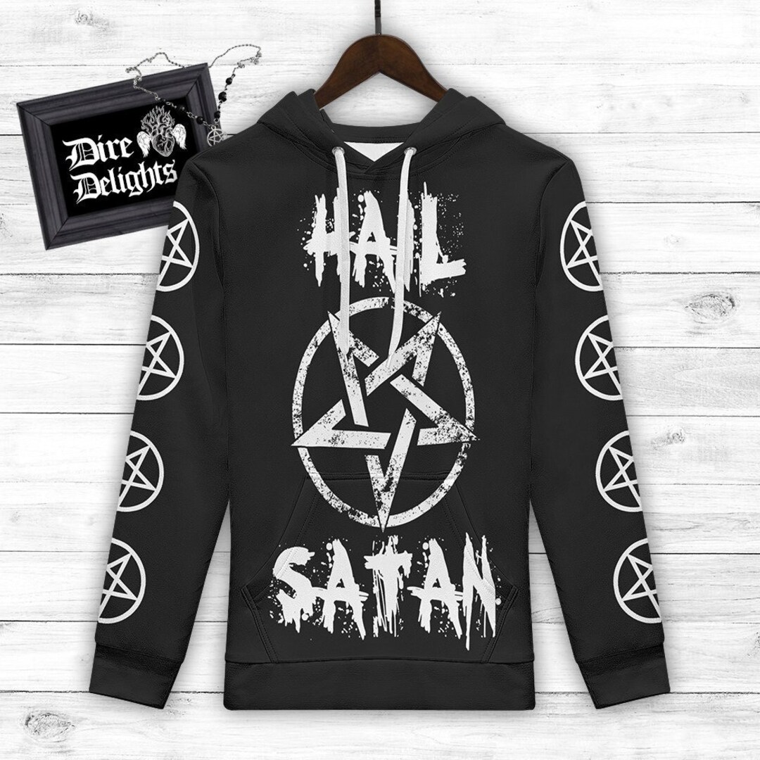 Hail Satan Pentagram Hoodie,pentagram Hoodie, Satanic Hoodie, Goth ...