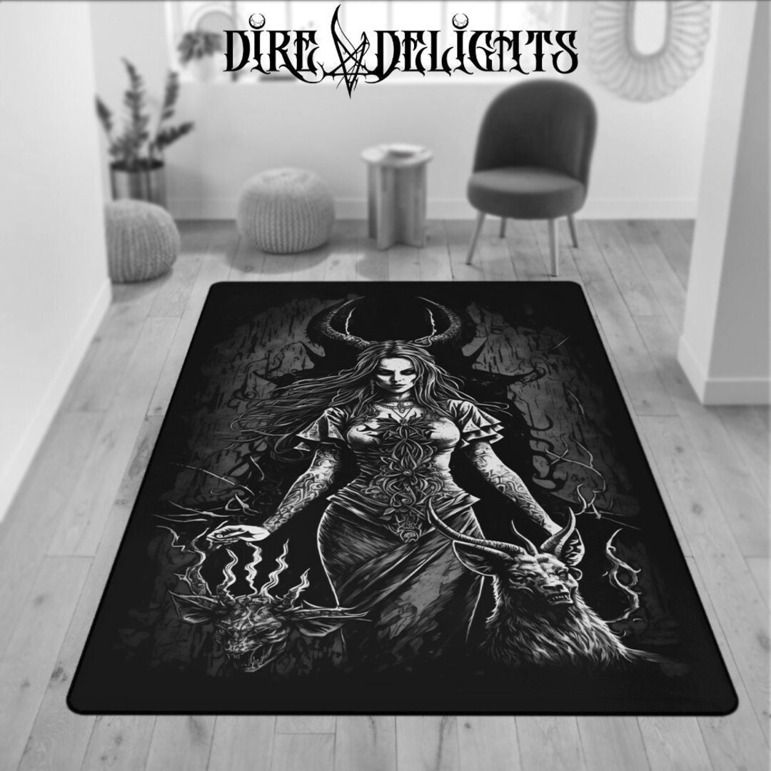 Lilith Power Rug, Demonic Floor Mat,witch Room Metal Rock Decor,satan ...