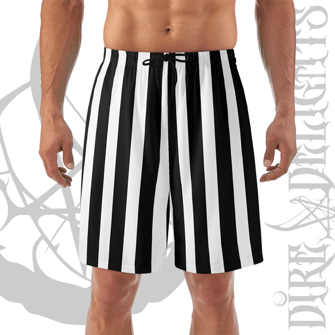 Goth Stripped Black & White Shorts,goth Lightweight Beach Shorts,gothic ...