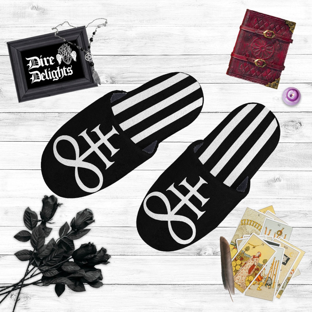 Leviathan Cross Family Slippers, Gothic Warm Slippers, Goth Slippers ...
