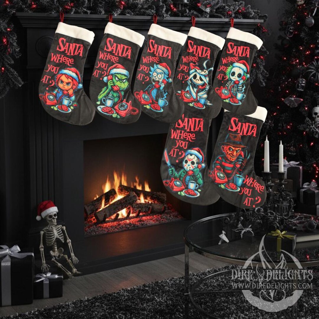 Santa Where You at Serial Killer Christmas Stocking,fireplace Goth ...