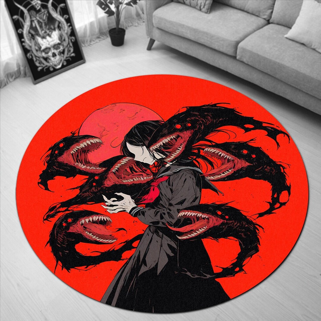 Horror Dream Round Rug,japanese Horror Rug,lovecraftian Magic Carpet ...