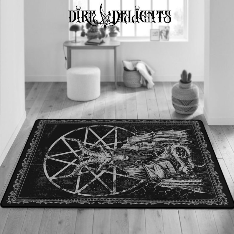 Baphomet Rug, Demonic Floor Mat,metal Rock Room Decor,satan in Hell Big ...