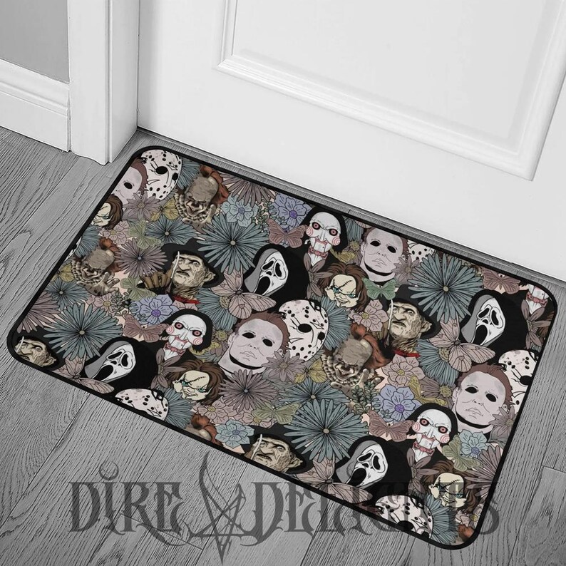 Floral Serial Killers Mat,horror Movies Lover Rectangular Rug,serial ...