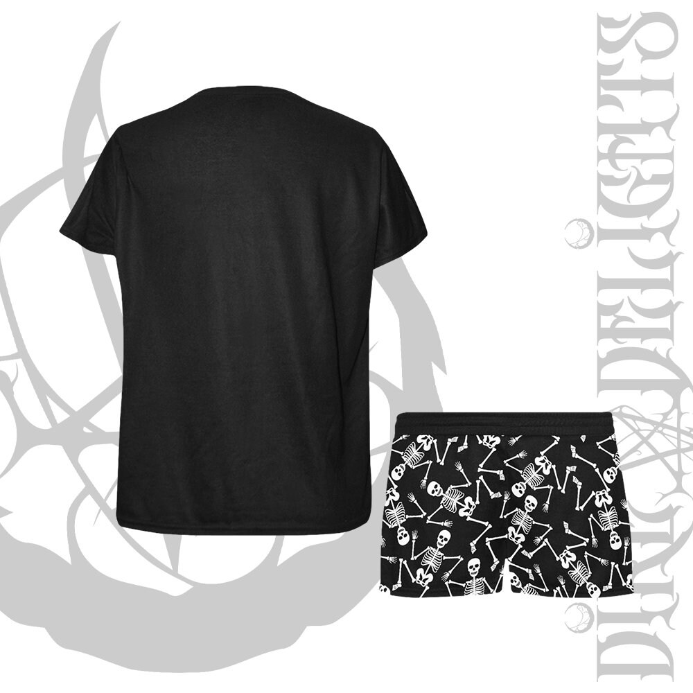 Goth Horror Pajama Set,skeleton Hands on Chest Cotton Pajama T-shirt ...