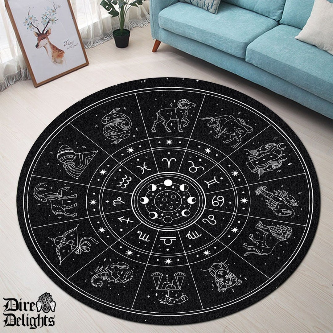 Astronomical Round Mat Gothic Zodiac Signs Carpet Punk Rock - Etsy