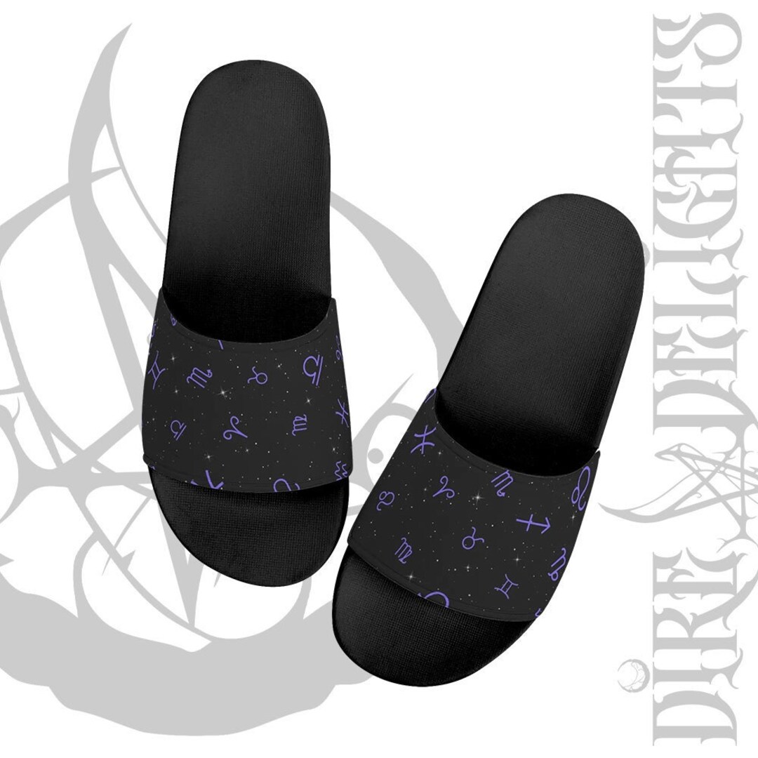 Celestial Zodiac Slippers, Gothic Serpent Slide Sandals, Goth Slippers ...