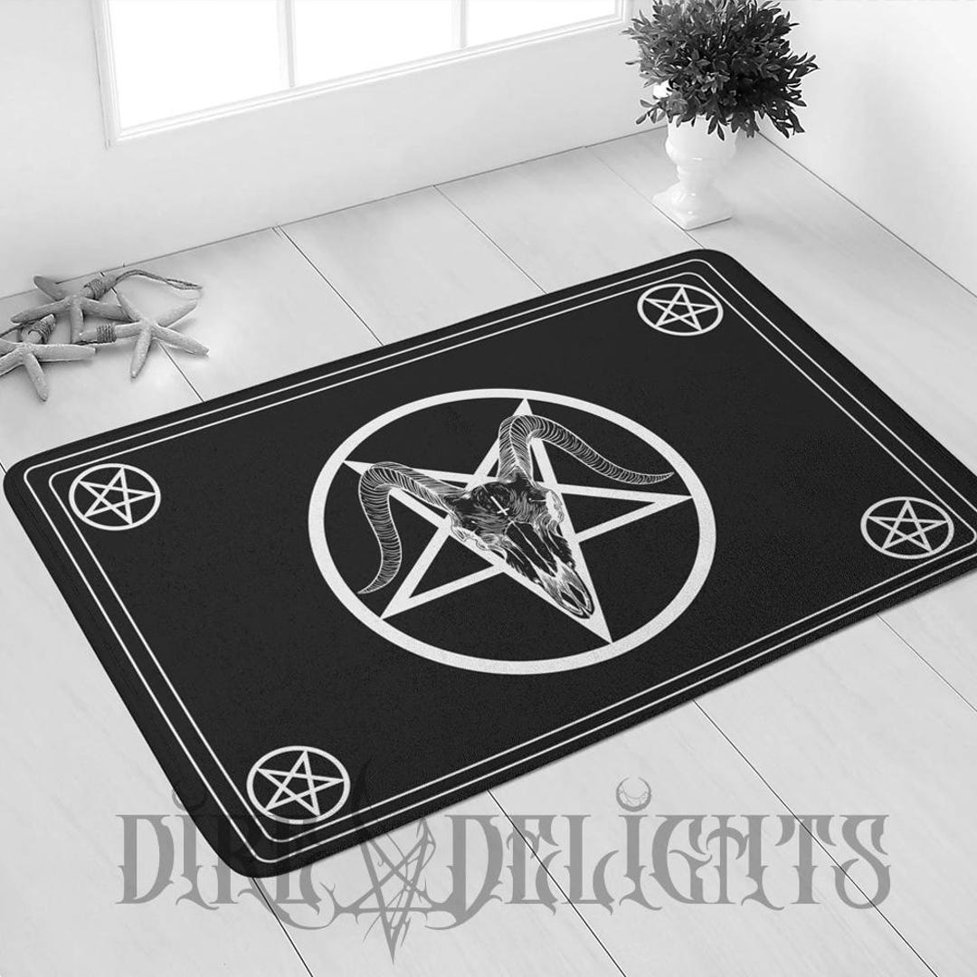 Baphomet Door Mat, Gothic Satan Doormat, Lucifer Rug, Pentagram Door ...