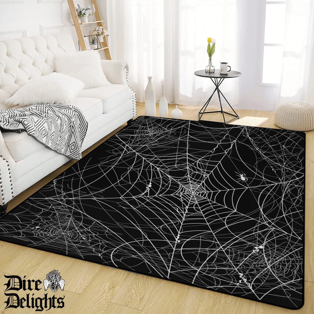 Goth Spiderweb Mat, Pink Goth Spider Web Big Rectangular Rug,kawaii ...