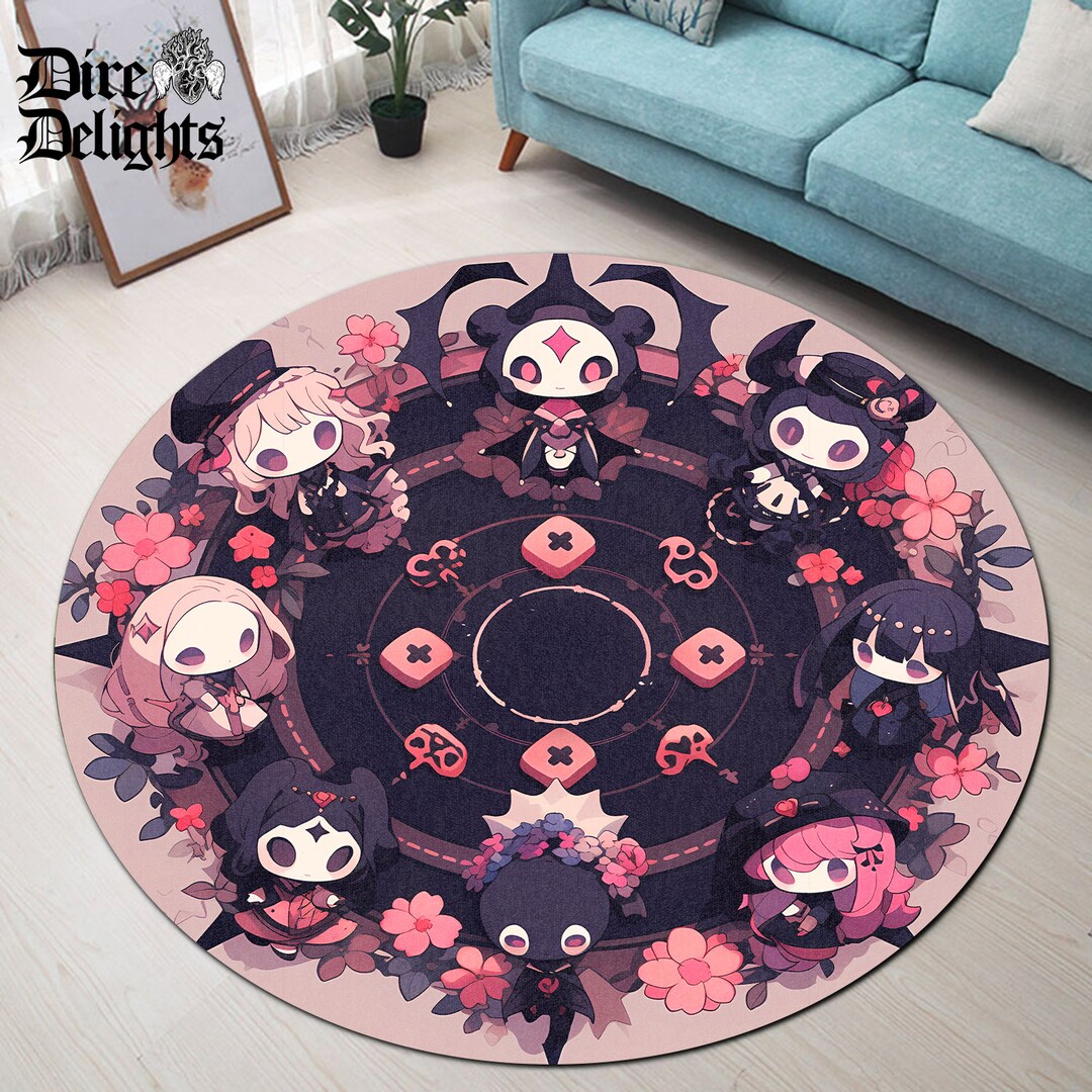 Anime Witches Round Rug, Witchy Round Mat, Kawaii Goth Round Rug ...