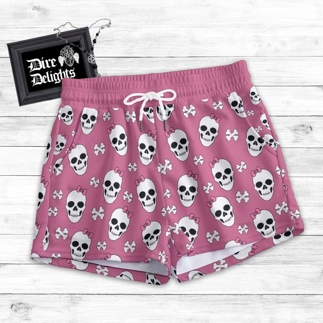Cute Skulls Shorts Kawaii Cute Pastel Goth Shorts Creepy - Etsy