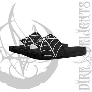 Goth Spider Web Slippers, Gothic Spiderweb Slide Sandals, Goth Slippers ...