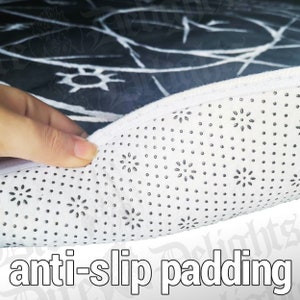 Baphomet Pentagram Mat, Goat Head Satanic Round Rug, Runes From Hell ...