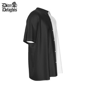 Black and White Goth Long Shirt,contrast Two Tone Top, Oversized Half ...