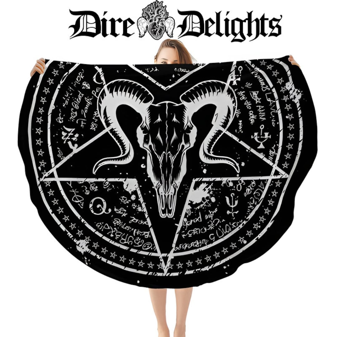 Goth Round Blanket, Baphomet Pentagram Mystic Esoteric Blanket, Witchy ...