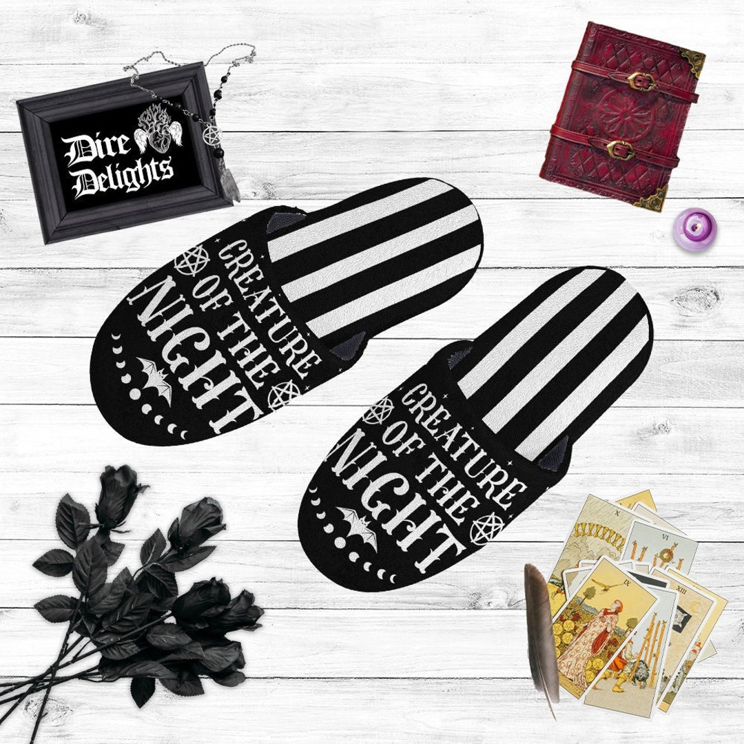Creature of the Night Family Slippers, Gothic Warm Plush Slippers, Goth ...