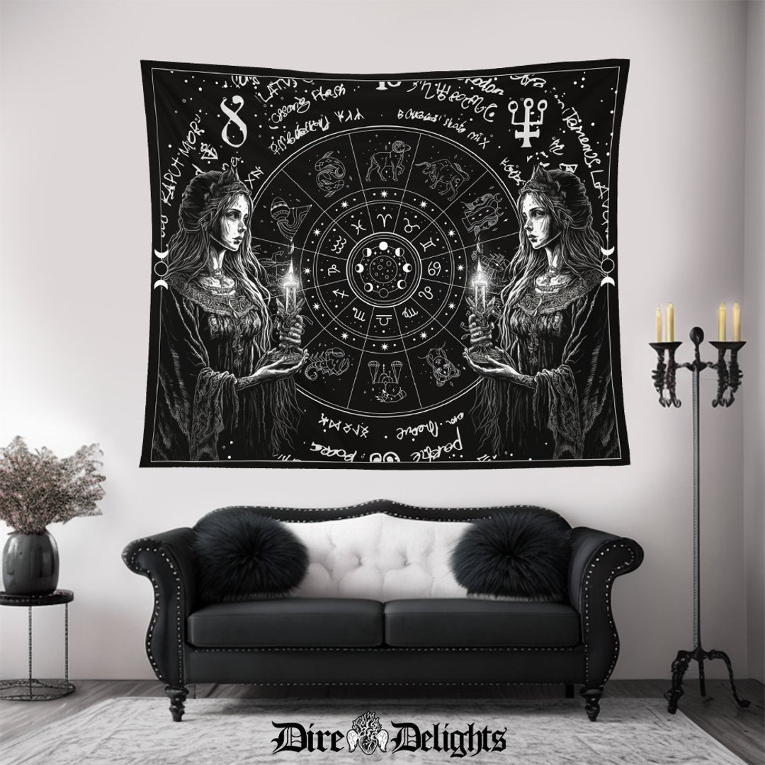 Zodiac Magic Tapestry, Hell Goddesses Wall Art,church of Satan, Alchemy ...