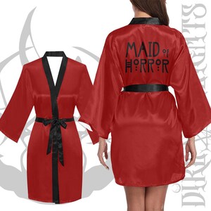 Gothic Bachelorette Burgundy Robes, Badass Bride,maid of Horror,bride's ...