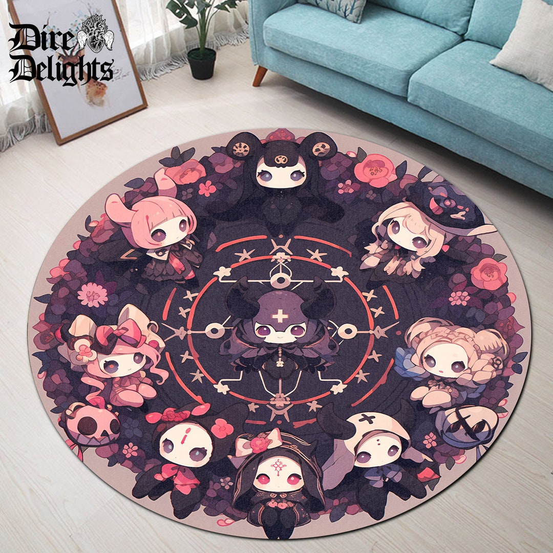 Anime Goth Chibi Lolita Round Rug Witchy Round Mat Kawaii - Etsy