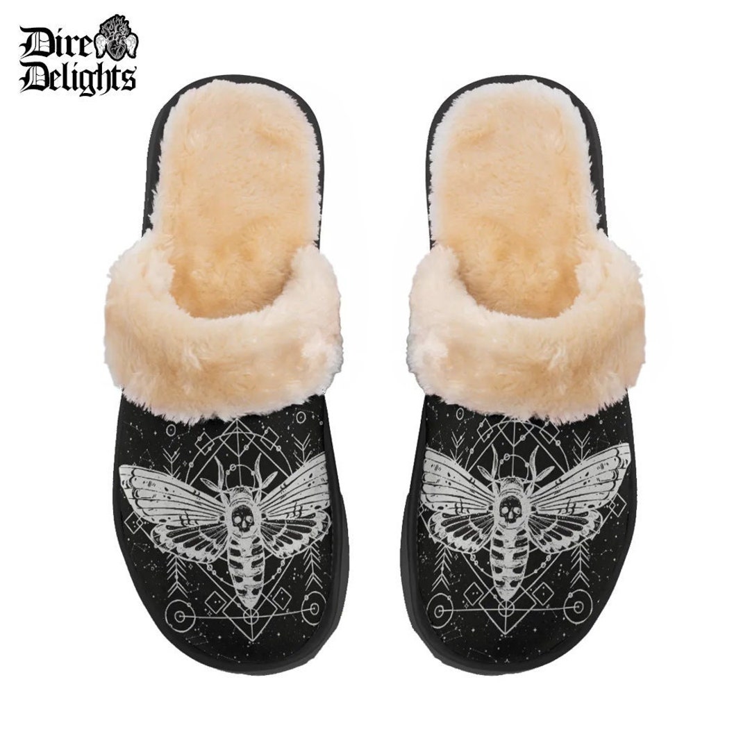 Wiccan Slippers Gothic Starry Night Warm Plush Slippers Goth - Etsy