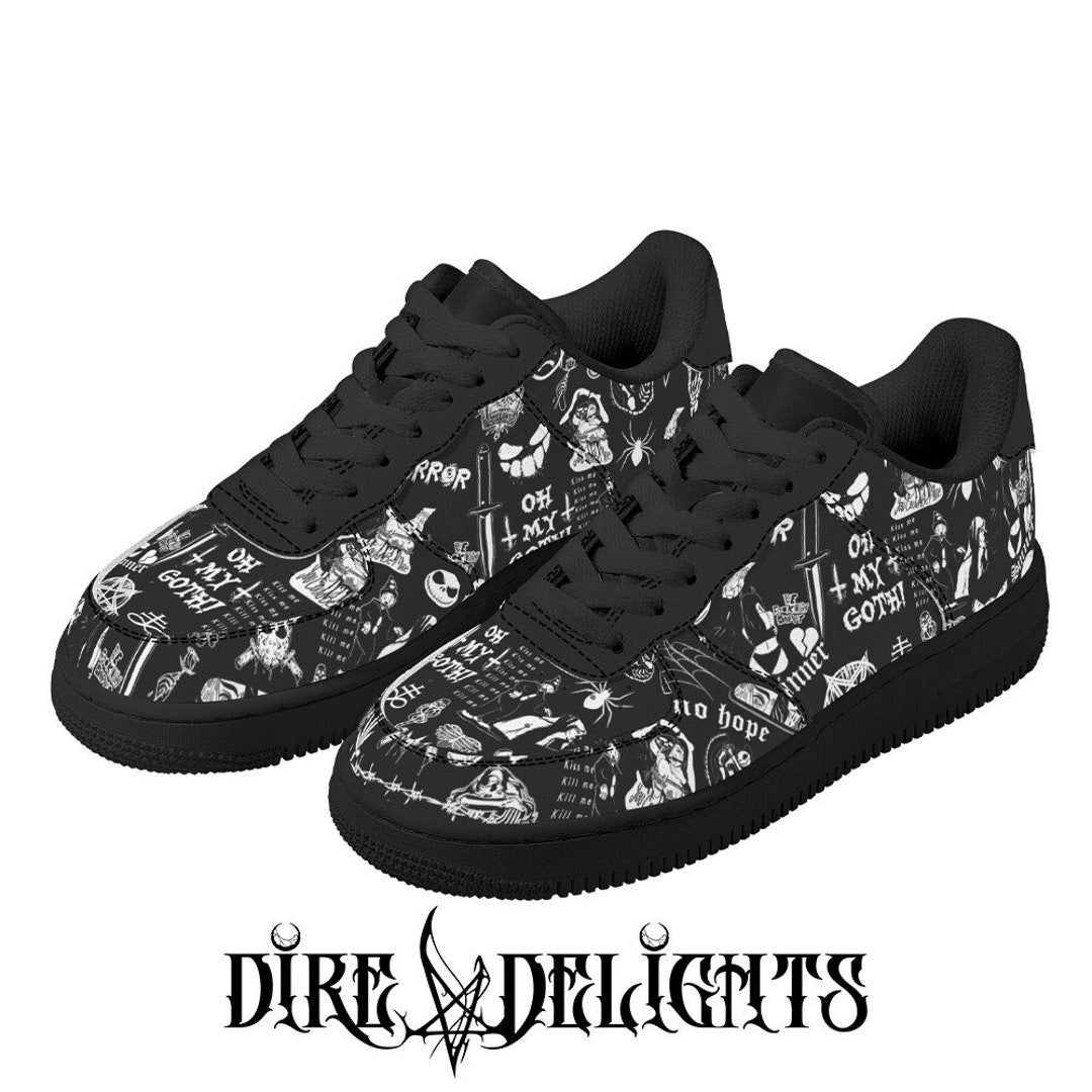 Punk Mess Shoes,goth Punk Rock Emo Shoes,oh My Goth Sneakers, Gothic ...