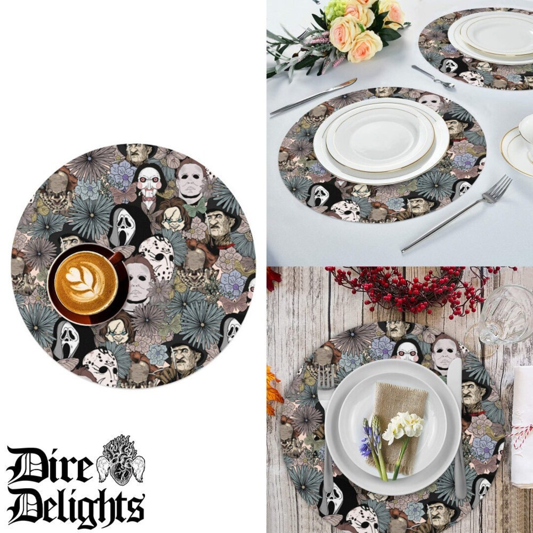 Floral Serial Killers Placemat Set,horror Movies Table Mat,satanic ...