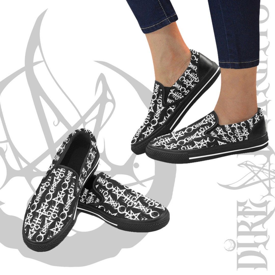 Goth Sneakers, Punk Rock Emo Shoes, Runes Sneakers, Deadly Gothic Shoes ...