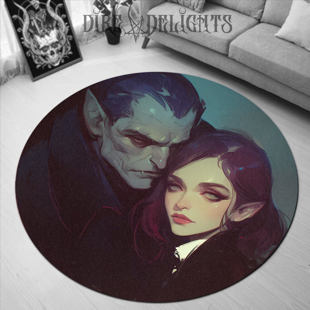 Vampire Round Rug, Dracula Manga Rug, Witchy Magic Carpet, Anime ...