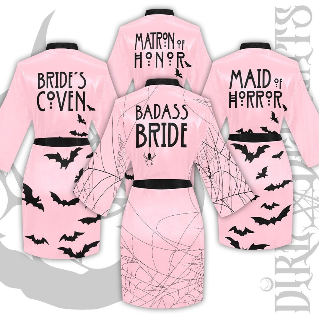 Pastel Goth Bachelorette Robes, Badass Bride, Maid of Horror, Bride's ...