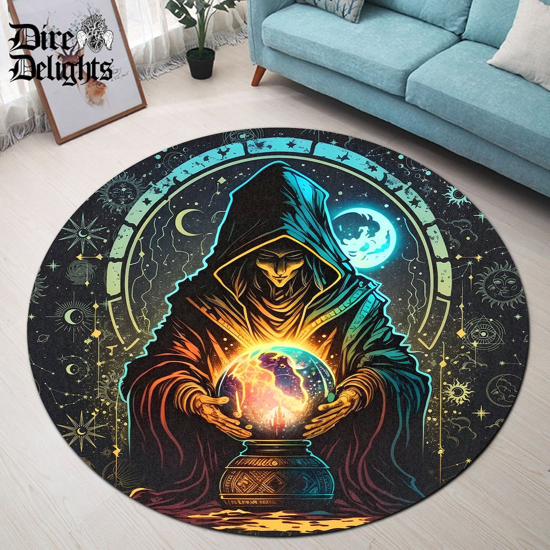 Fortune Teller Round Rug, Gothic Floor Mat, Goth Witchy Divination Mat ...