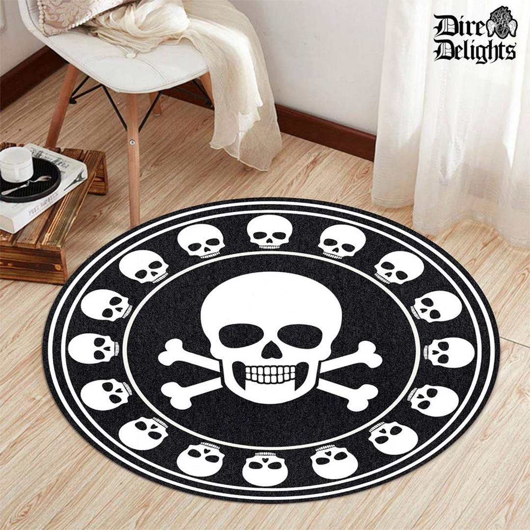 Skulls and Crossbones Round Rug Gothic Skeleton Carpet Mat - Etsy