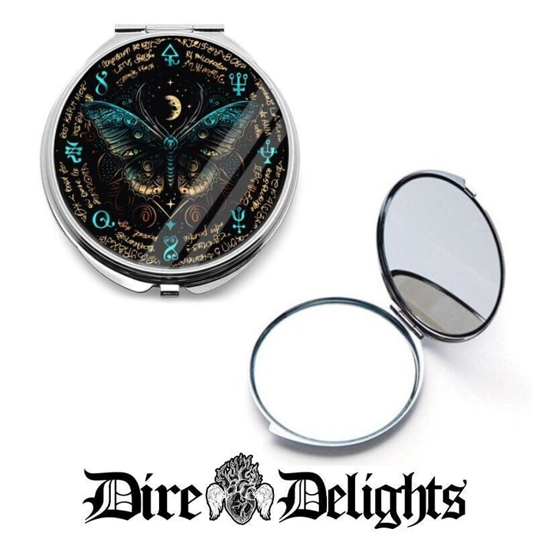 Wiccan Moth Purse Mirror,portable Mirror,hand Pocket Mirror, Goth Punk ...