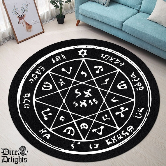 Satanic Sigil With Occult Runes Round Rug Runes From Hell | Etsy Australia