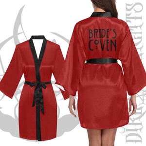 Gothic Bachelorette Burgundy Robes, Badass Bride,maid of Horror,bride's ...