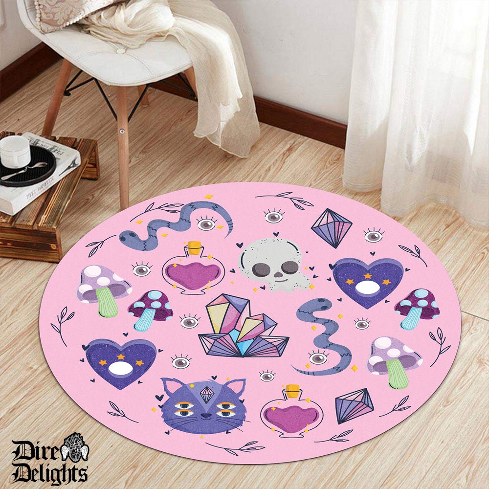 Witchy Elements Pastel Goth Mat Pastel Goth Wicca Round Rug - Etsy