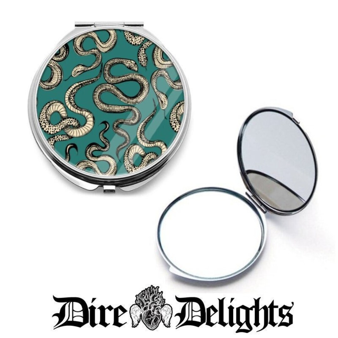 Snakes Pocket Mirror, Serpent Portable Mirror, Hand Pocket Mirror, Goth ...