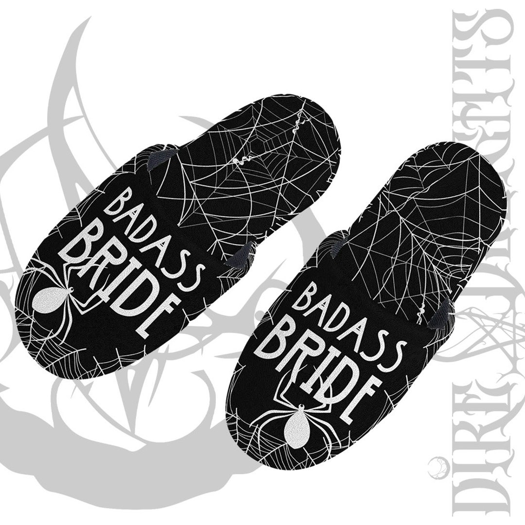 Gothic Bachelorette Slippers, Badass Bride, Gothic Wedding Slippers ...