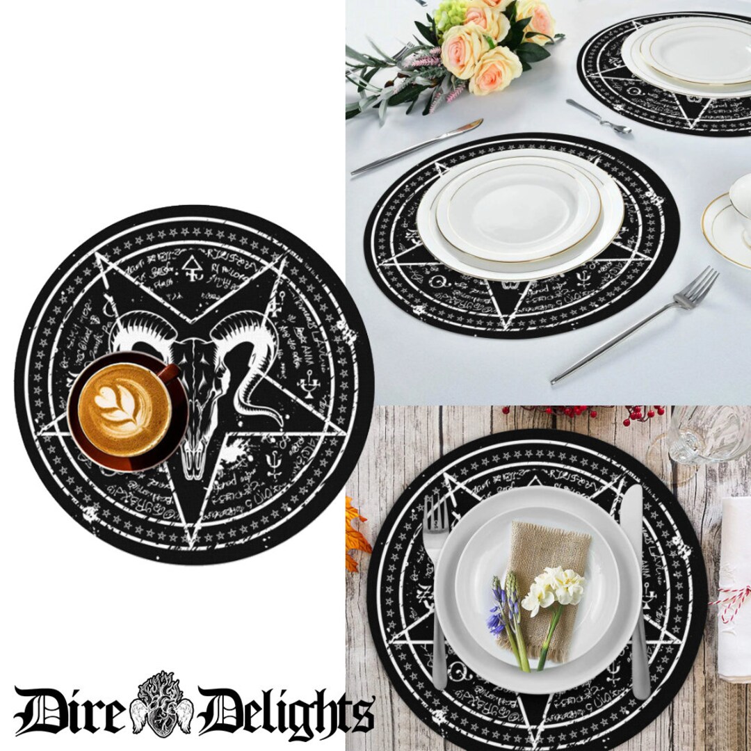 Baphomet Set Round Placemat,baphomet Pentagram Table Mat, Goat Head ...