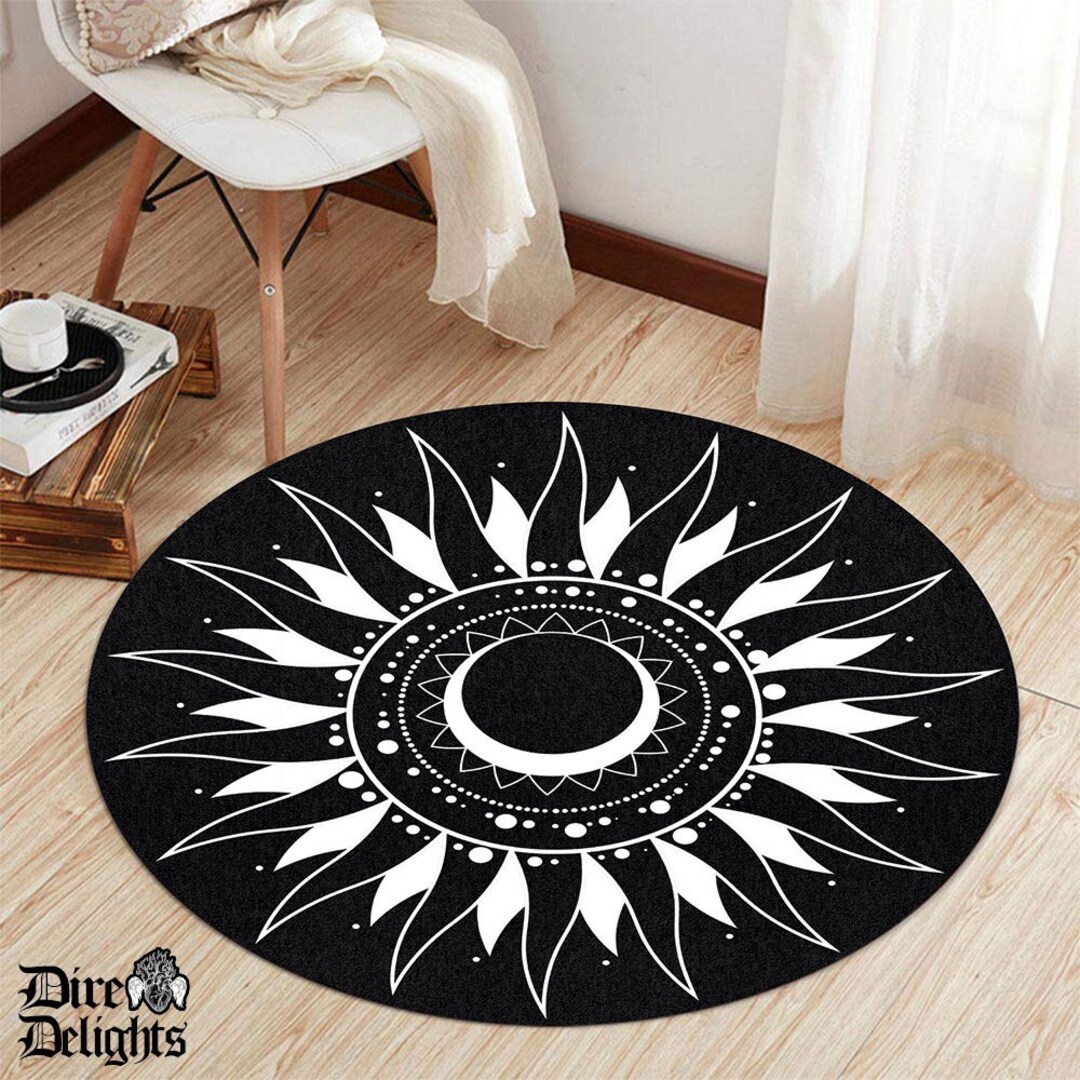 Celestial Mystic Round Rug, Celestial Sun Round Mat, Occult Wicca ...